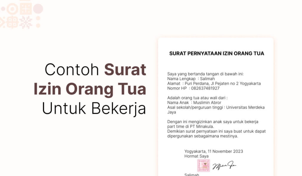 Surat Izin Orang Tua Untuk Bekerja: Tujuan, Format dan Contoh - Eandy ...